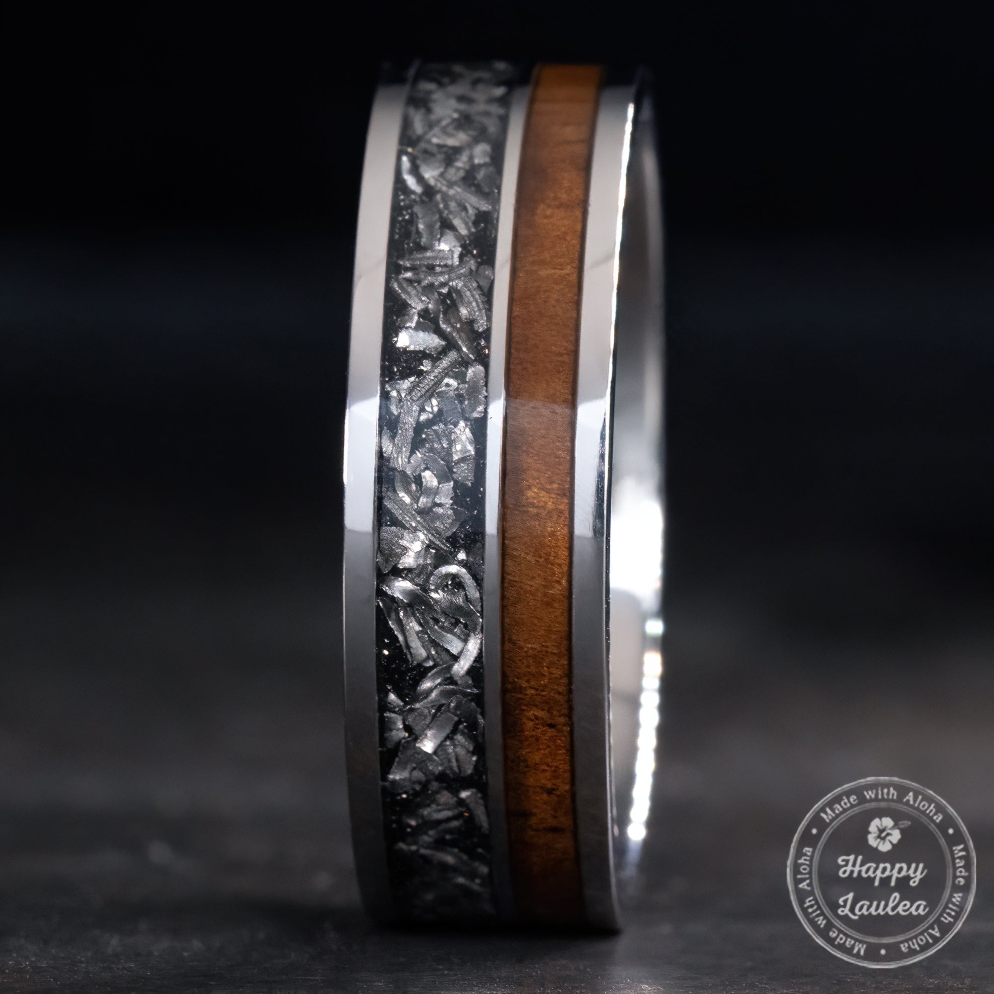 Titanium GR5 Ring 'Noho ʻana - Way of Life' [7mm width] Gibeon Meteori