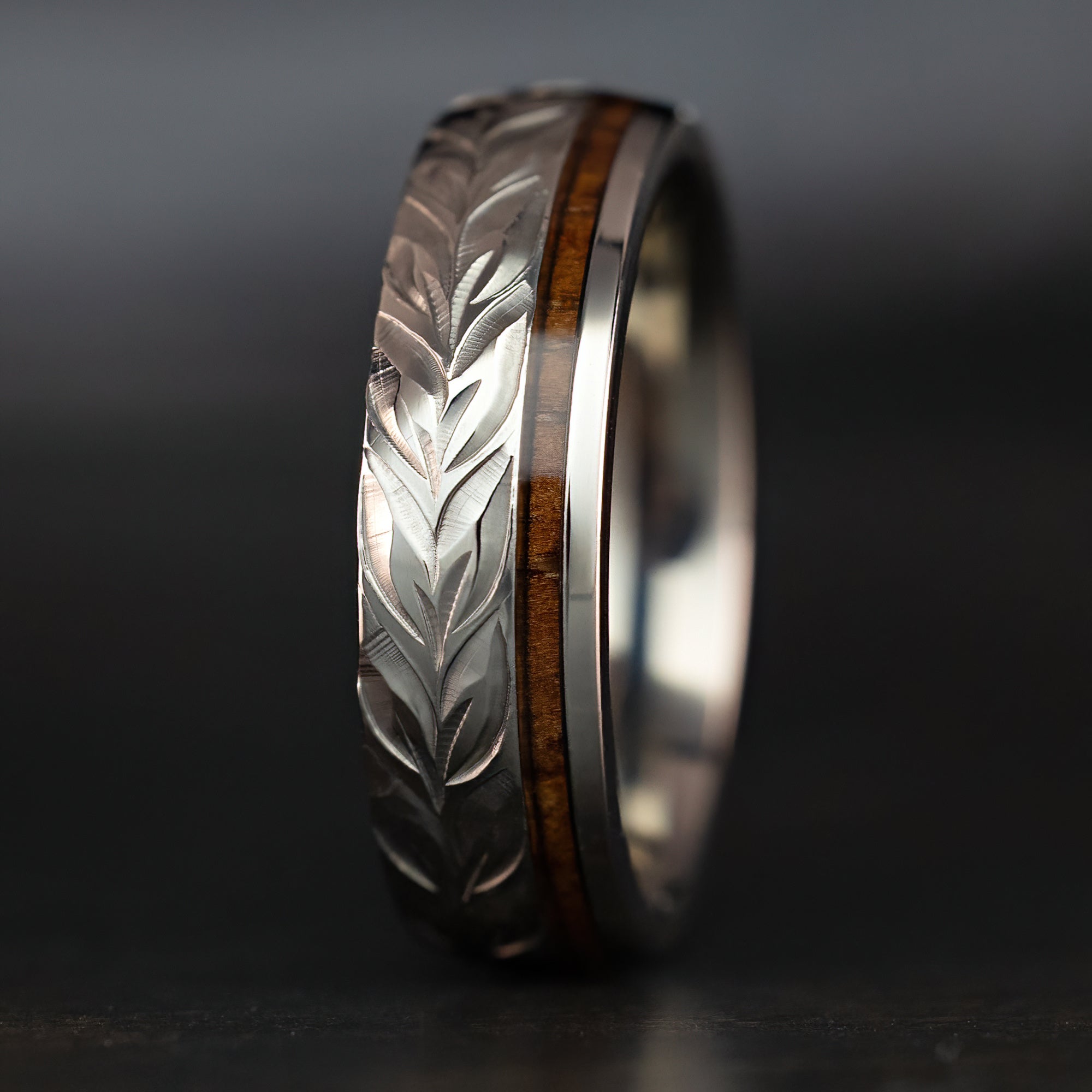 Maile Titanium Ring [Hand Engraved]